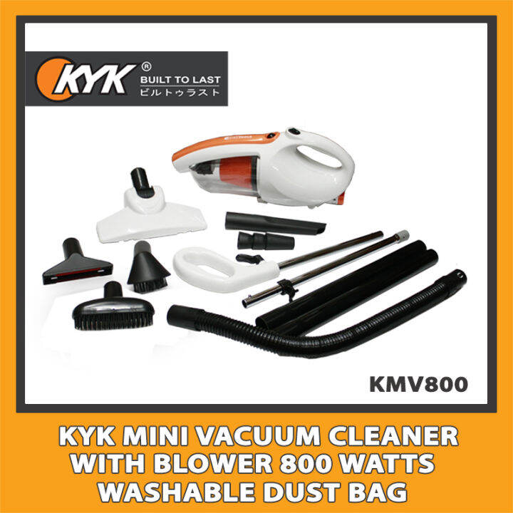 KYK MINI VACUUM CLEANER WITH BLOWER 800WATTS WASHABLE DUSTBAG KMV800 ...