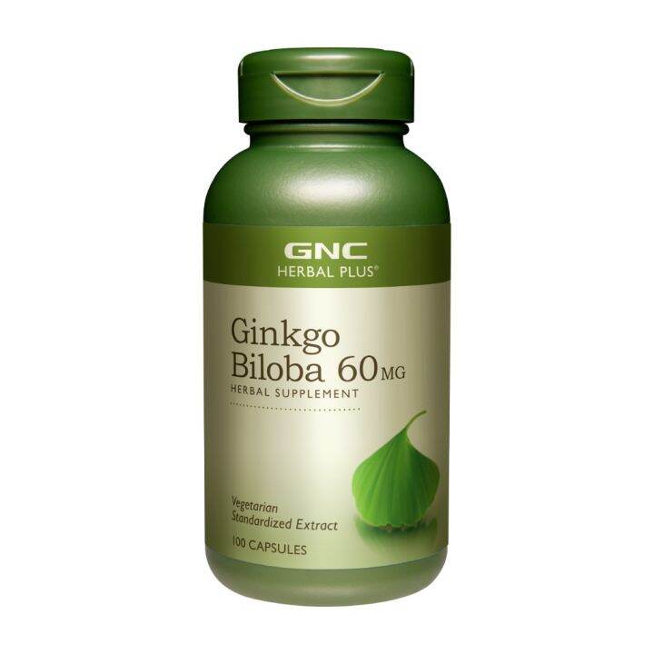 GNC Ginkgo Biloba 60mg 100 Capsules "สารสกัดจากใบแปะก๊วย X ป้องกันเซลล์ ...