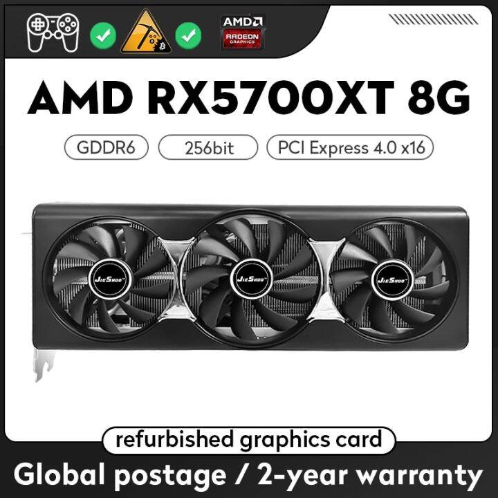 JIESHUO การ์ดจอเกมคอมพิวเตอร์ RX5700 XT 8GB 256Bit Gpu,5700Xt AMD Rx 8Gb 5700 XT 8G Gddr6รองรับ ...