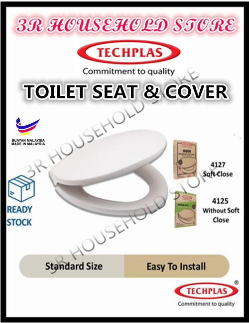 TECHPLAS Toilet Seat Cover (WHITE) [[4127 Soft Close]] [[4125 No Soft ...