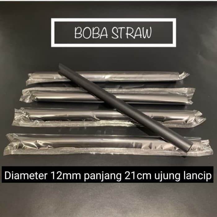 SEDOTAN BUBBLE 12MM 21CM STERIL RUNCING LURUS HITAM / SEDOTAN BOBA ...