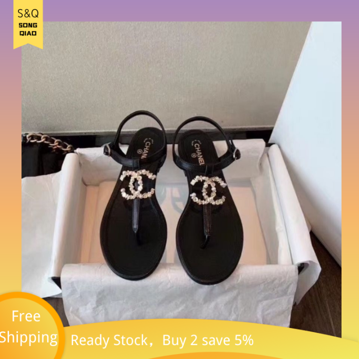 Song Qiao Boutique】รองเท้าแตะสุภาพสตรีประดับมุก Camellia ใหม่ปี2022 C ...