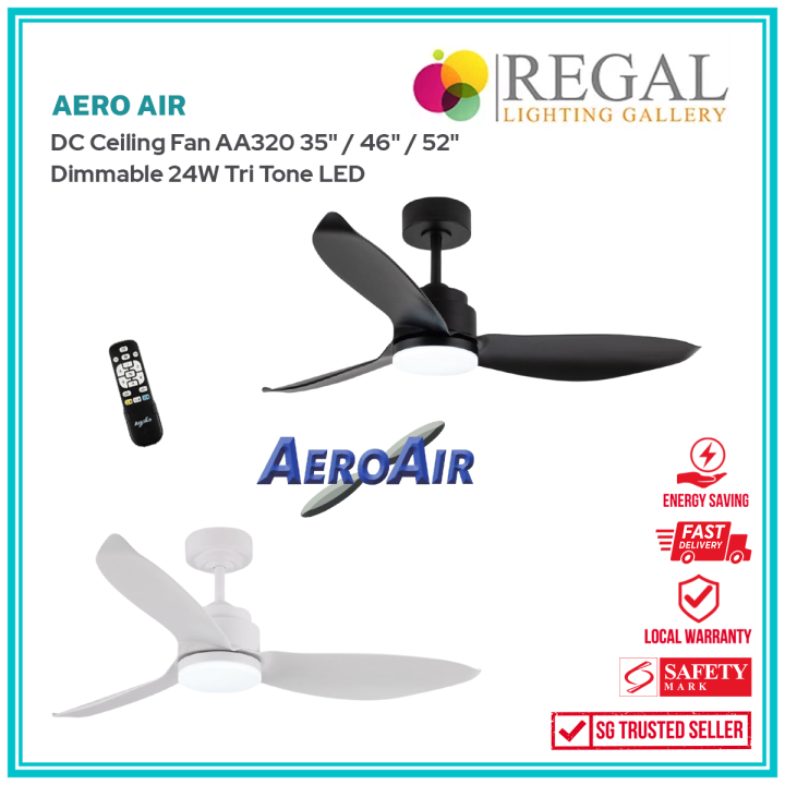 Aero Air AA320 35" / 46" / 52" Ceiling Fan with Dimmable 24W Tri Tone ...