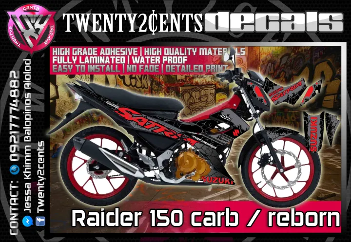 raider 150 decals sticker carb / reborn black red gray | Lazada PH