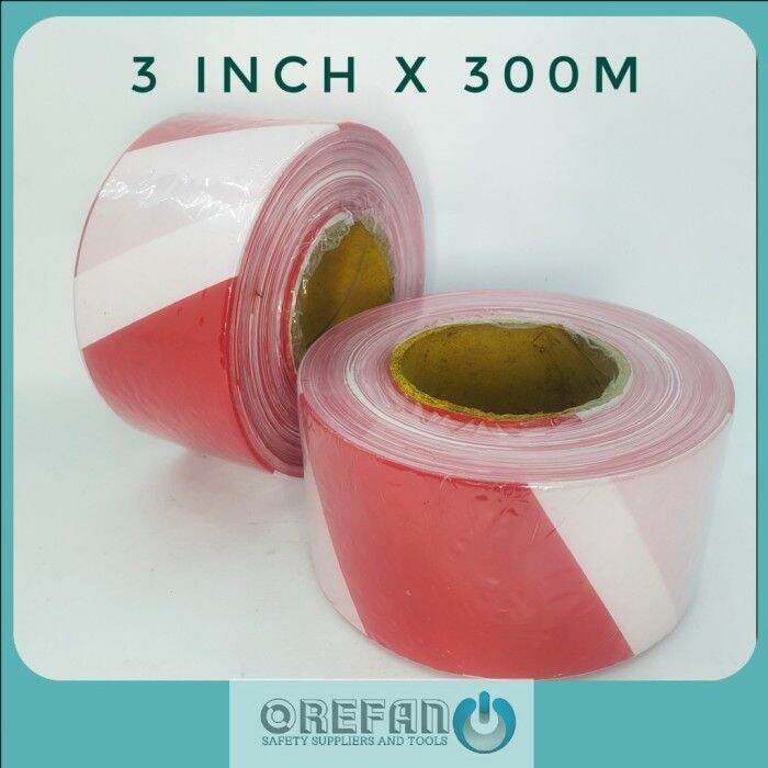 SAFETY LINE MERAH PUTIH BARRICADE RED WHITE GARIS POLISI 3 INCH X 300M ...