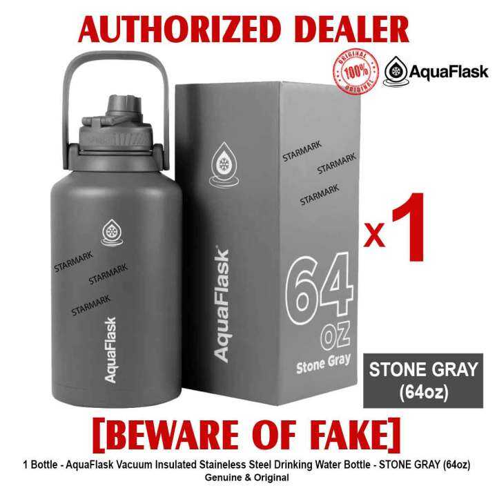 AQUAFLASK 64oz STONE GRAY Aqua Flask Wide Mouth with Flip Cap Spout Lid ...