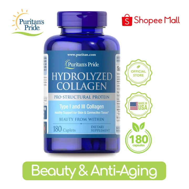 Puritan's Pride Hydrolyzed Collagen 1000 mg 180 caplets | Lazada PH
