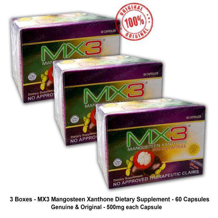 MX3 Mangosteen Capsules Mangosteen Xanthone Capsule 500mg x 60's Authentic Golden Alps - Set of ...