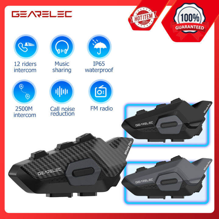 GEARELEC Whale Pro Intercom 12 Rider 2500m Call Noise Call FM Radio ...