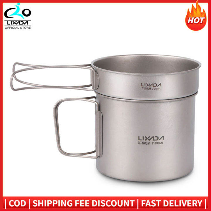 Lixada เบาไทเทเนียม Cookset ตั้งแคมป์กลางแจ้งชุดเครื่องครัว900มิลลิลิตร ...