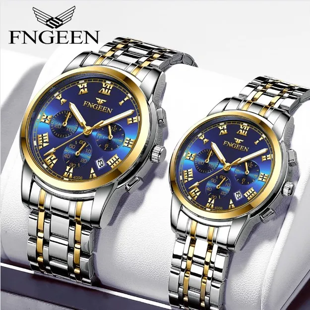 FNGEEN 4006 Couple Watch Automatic Mechanical Luminous fashion Steel ...