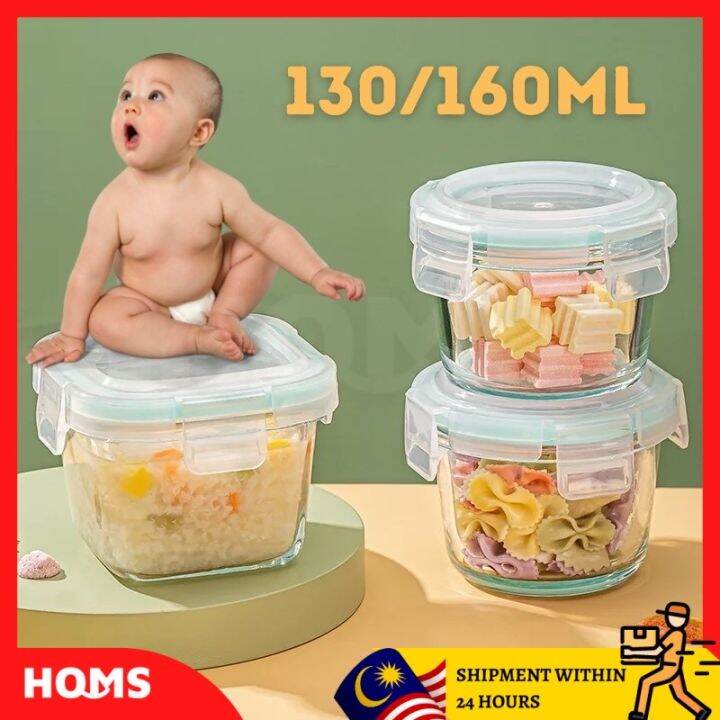 HOMS 130/160ml Baby Food Container Heat Resistant Borosilicate Glass ...