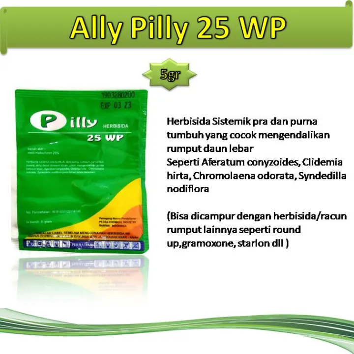 Racun Rumput Herbisida Ally Pilly Grandally 5gr khusus daun lebar ...