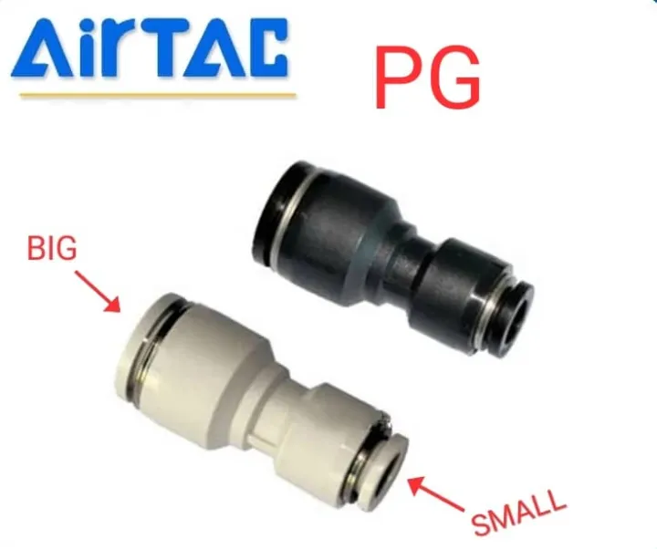 AIRTAC PG PGJ (BLACK COLOUR) SERIES PNEUMATIC ONE-TOUCH FITTING PUSH IN UNION REDUCER UNION AIR ...