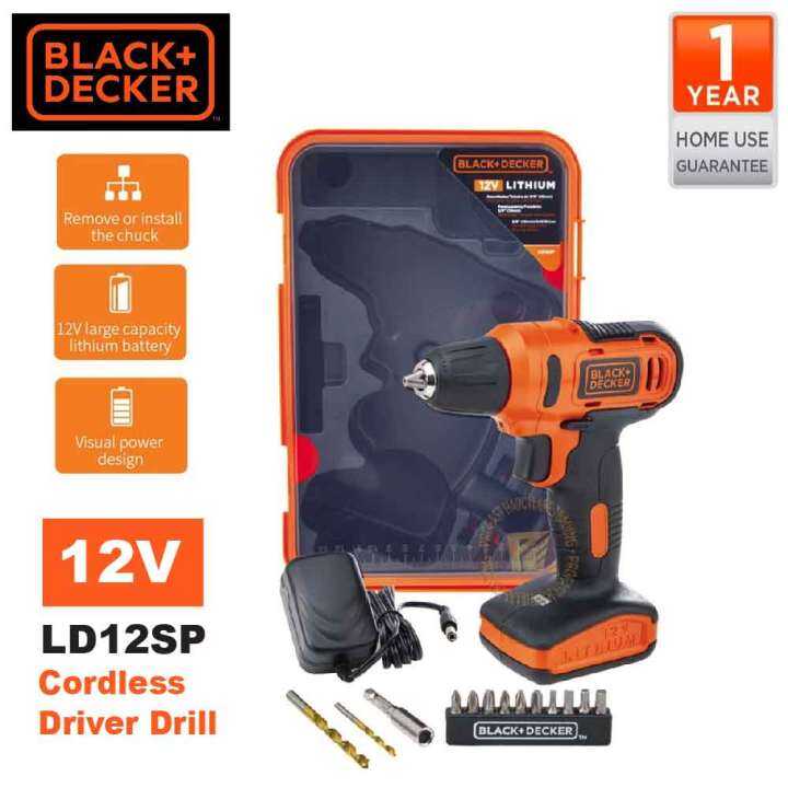 BLACK & DECKER LD12SP Cordless Driver Drill 12V Plus with 13 pcs ...