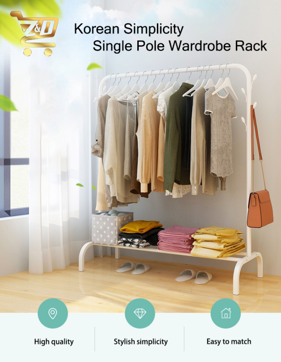 Korean Style Big Single Pole Wardrobe Rack Z&D Mall | Lazada PH
