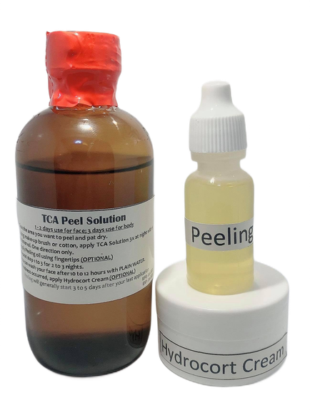 TCA SKIN PEELING SOLUTION Set 25% (TCA 120ml, yellow peel, hydrocort ...