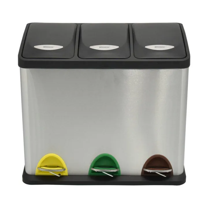 WASTE BIN THREE COMPARTMENT KRISBOW 3 PEDAL KW1801216 | Lazada Indonesia