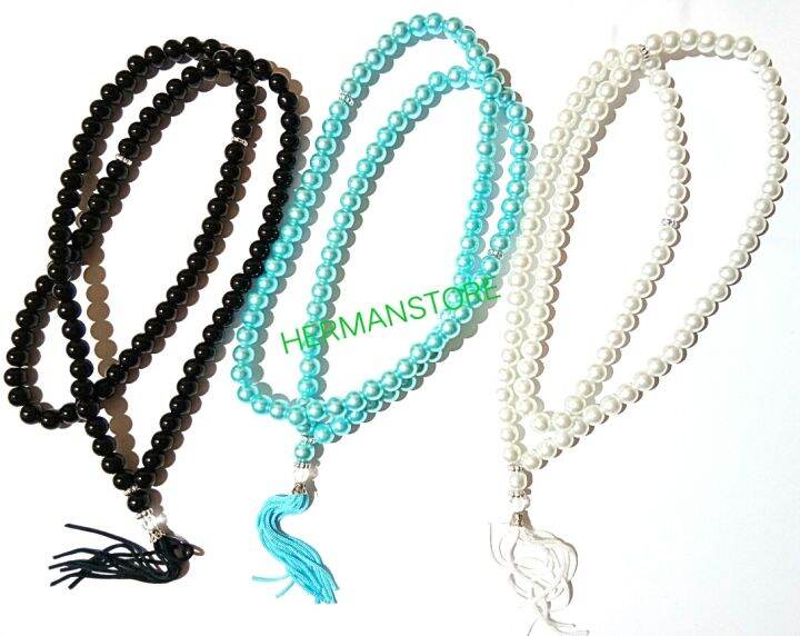 TASBIH MUTIARA 100 BUTIR / WARNA RANDOM / BISA REQUEST / UKURAN PANJANG ...