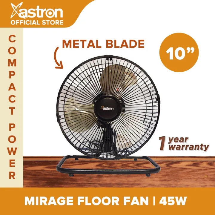 Astron MIRAGE Industrial Floor Fan 10" Metal Blade 45W (Black) Electric ...