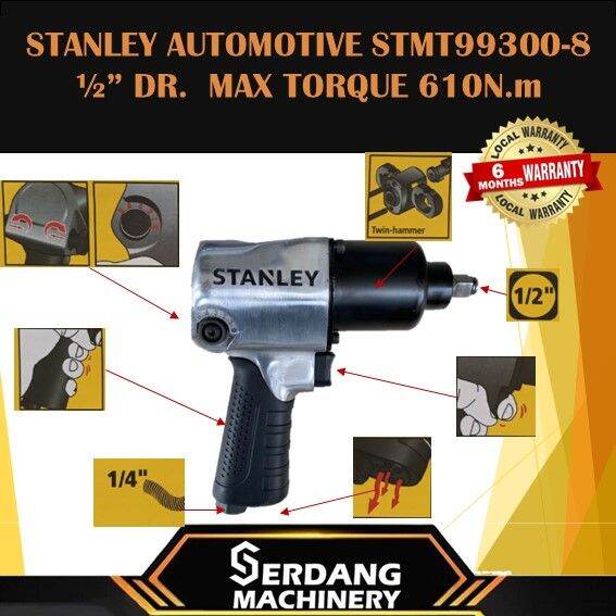 STANLEY AUTOMOTIVE STMT99300-8 1/2" AIR IMPACT WRENCH WITH MAX TORQUE ...