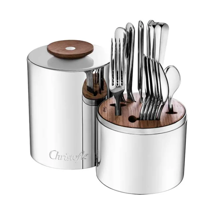 Christofle Essentiel 24-Piece Stainless Steel Flatware Set with Storage ...