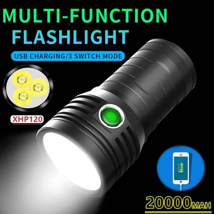 Super Bright Torchlight XHP120 Ultra Powerful LED Searchlight Flash ...