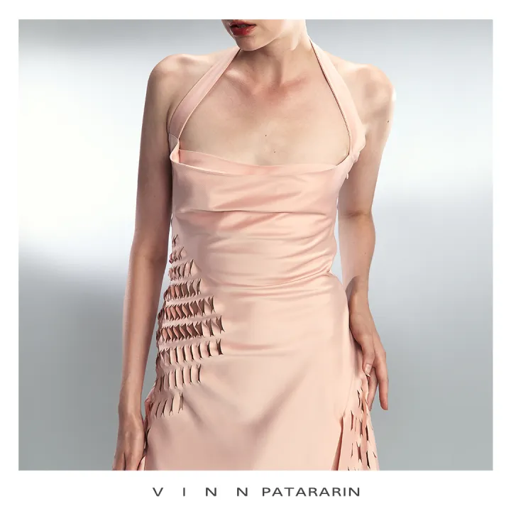 Vinn Patararin - Mini dress in pink ชุดเดรส คล้องคอ ฉลุลาย | Lazada.co.th