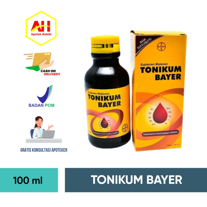 Tonikum Bayer 100 ml Multivitamin Suplemen makan Penambah darah Obat ...