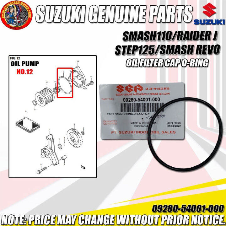 OIL FILTER CAP O-RING SMASH110/RAIDERJ/STEP125/SMASH REVO SGP (Genuine ...