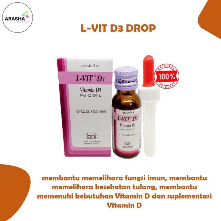 L-VIT L VIT D3 DROPS BAYI BOTOL 15 ML Vitamin D3 Drops untuk bayi,Vitamin Tulang dan Tumbuh Gigi ...