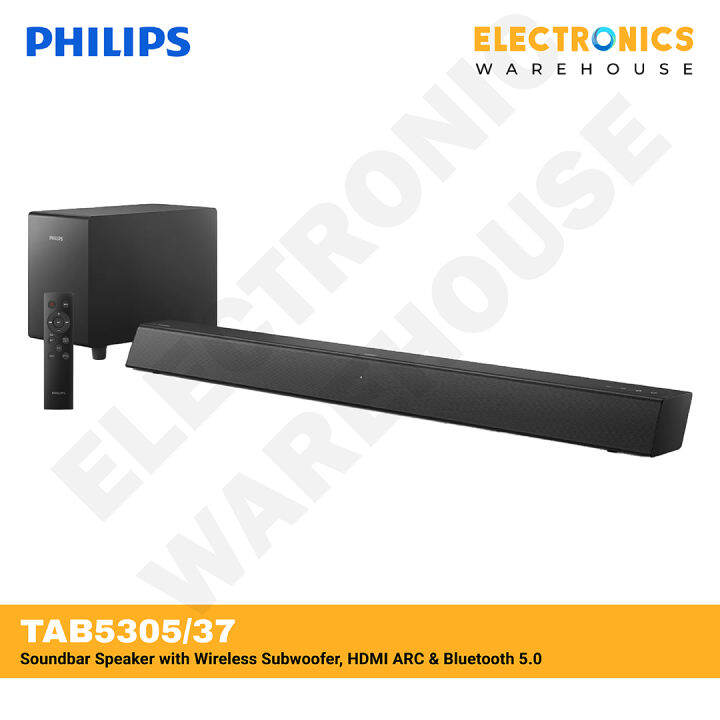 Philips TAB5305/37 Soundbar Speaker with Wireless Subwoofer, HDMI ARC ...