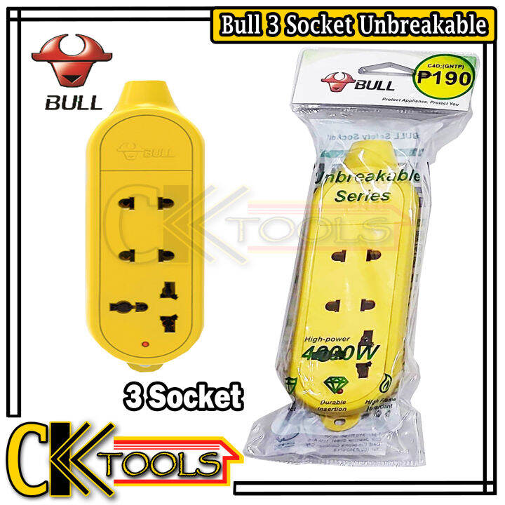 Bull Unbreakable Series 3-Outlet Extension Socket- (GNTP-C5)- without ...