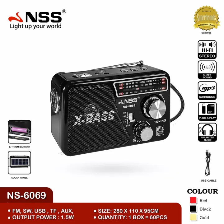 NSS Portable 3 BAND Radio AM/FM/SW USB and TF MP3 PLAYER WITH TORCH ...