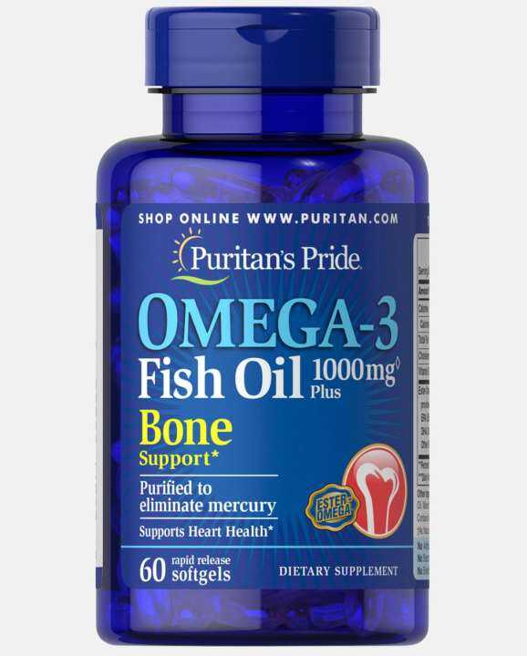 Puritan's Pride Omega-3 Fish Oil 1000 mg Plus Bone Support 60 Softgels | Lazada PH