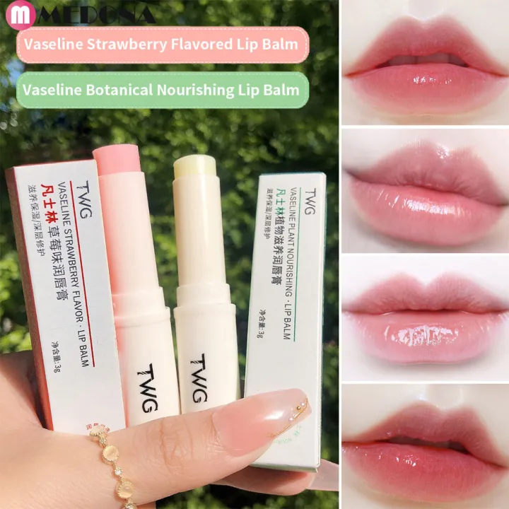 Vaseline Natural Plant Lip Balm Strawberry Flavor Long-lasting Moisturizing Nourishing Lipstick ...