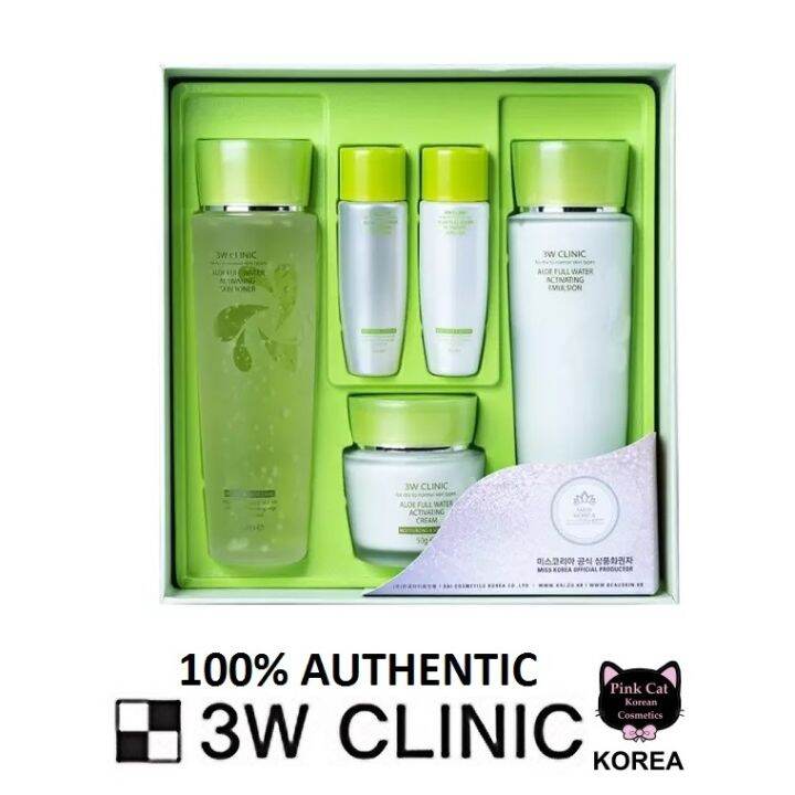 Korean Cosmetics 3W CLINIC Aloe Full Water Activating Skin Care Set (5 ...