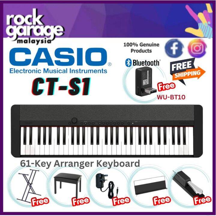 Casio CT-S1 61-Key Portable Keyboard W/Keyboard Stand Piano Bench And ...