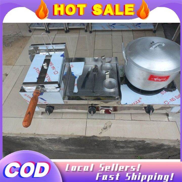 【COD/READY】 griller with deep fryer and single stove pure stainless ...
