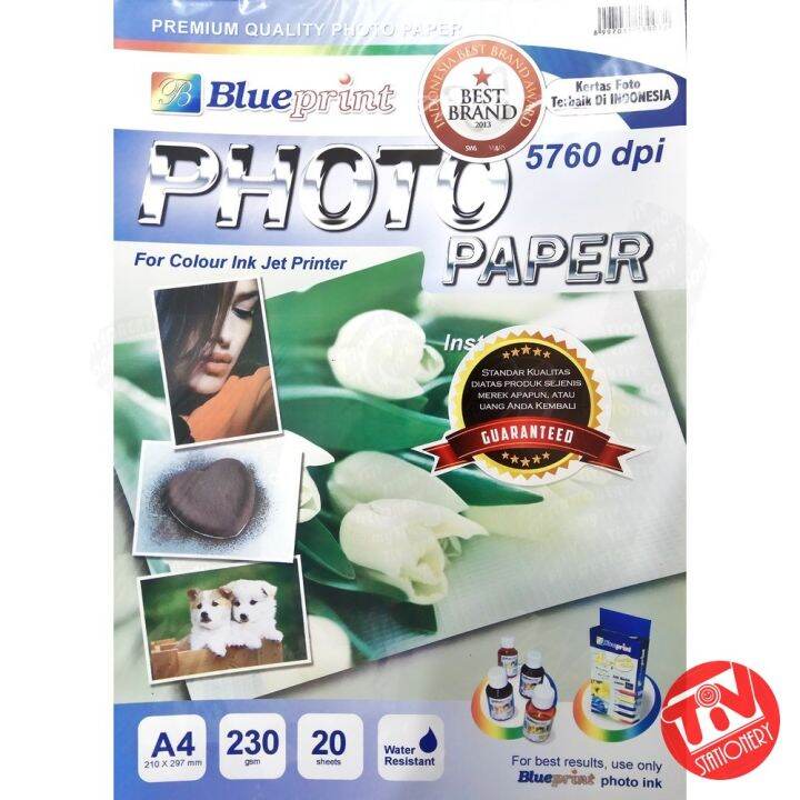 Kertas Foto Blueprint Glossy A4 230 gsm (1 pack = 20 lembar) | Lazada ...