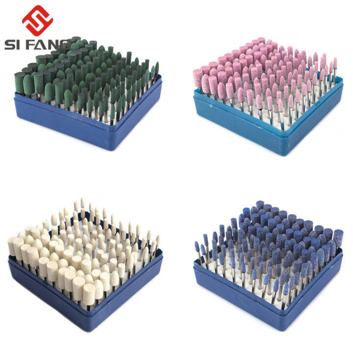 SI FANG 100pcs/lot 3mm Shank Abrasive Stone Honing Grinding Head Box ...