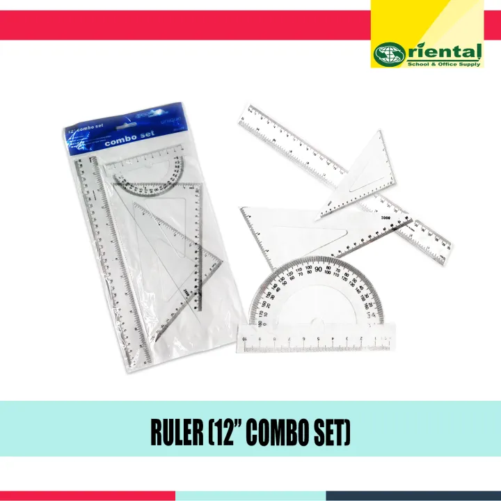 4 in 1 Geometric Ruler Combo Set Big 4 pieces per set Plastic Triangle ...