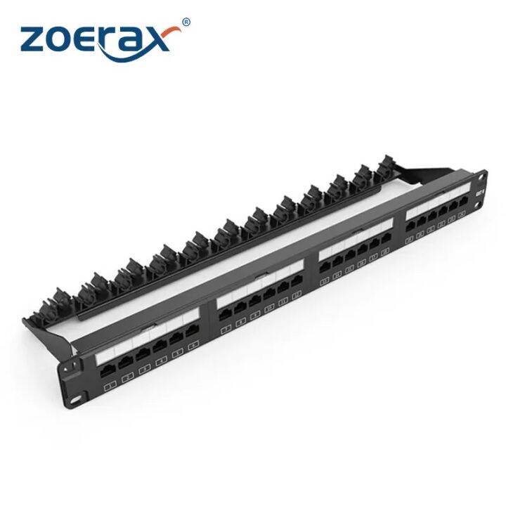 ZoeRax Industrial Series CAT6 24 Ports Patch Panel, Rack Mount - 1U, 19 ...