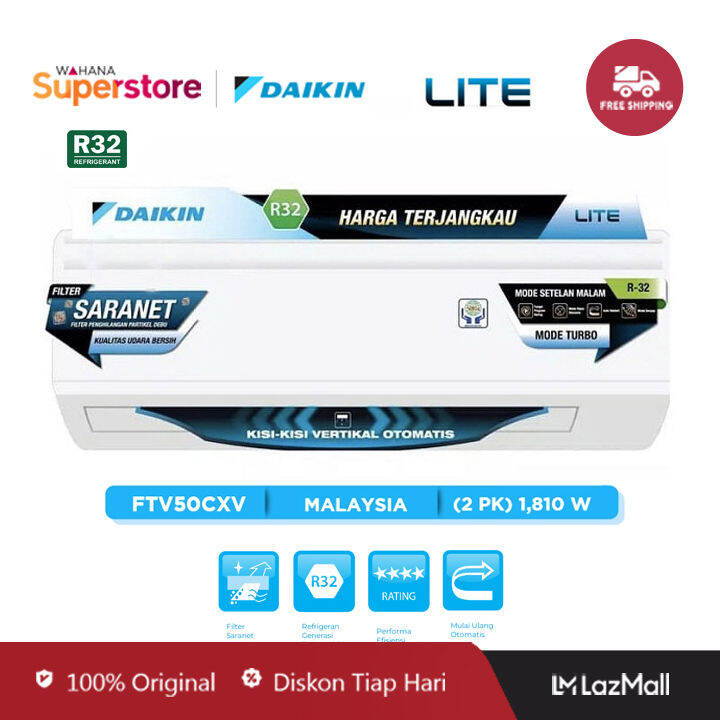 Daikin AC Split Dinding Standard Malaysia Lite R32 2 PK - FTV50CXV14 ...