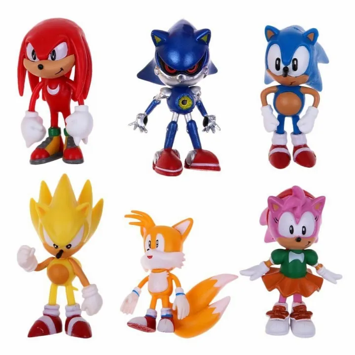 Sonic Toys The Hedgehog Action Figure Sonic Shadow Knuckles Tails Amy Super Sonic Figurines Cake