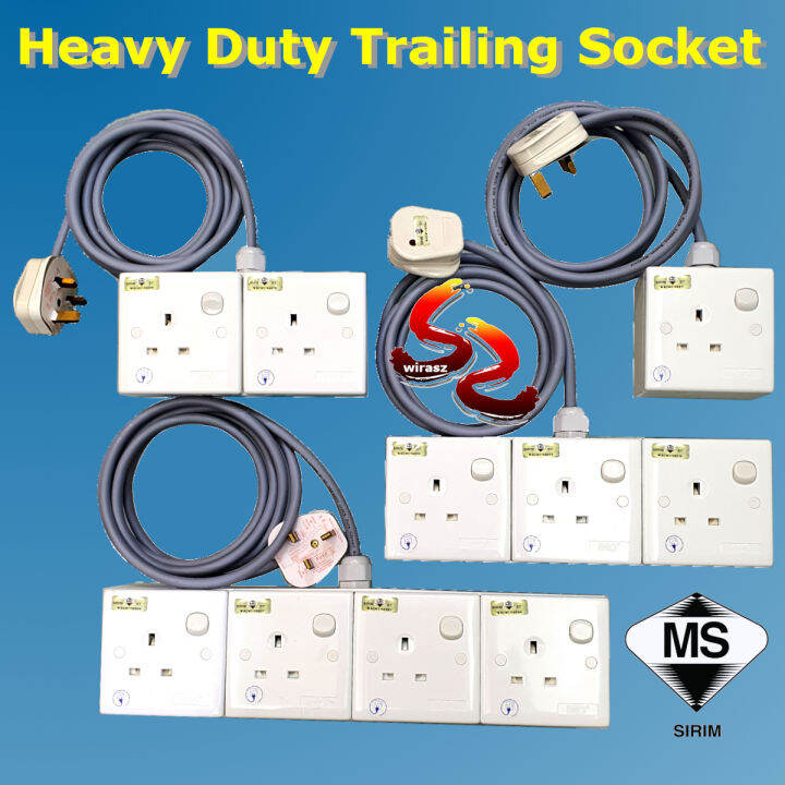 10 Meters Multi Way Heavy Duty Trailing Power Extension Socket Cable ...