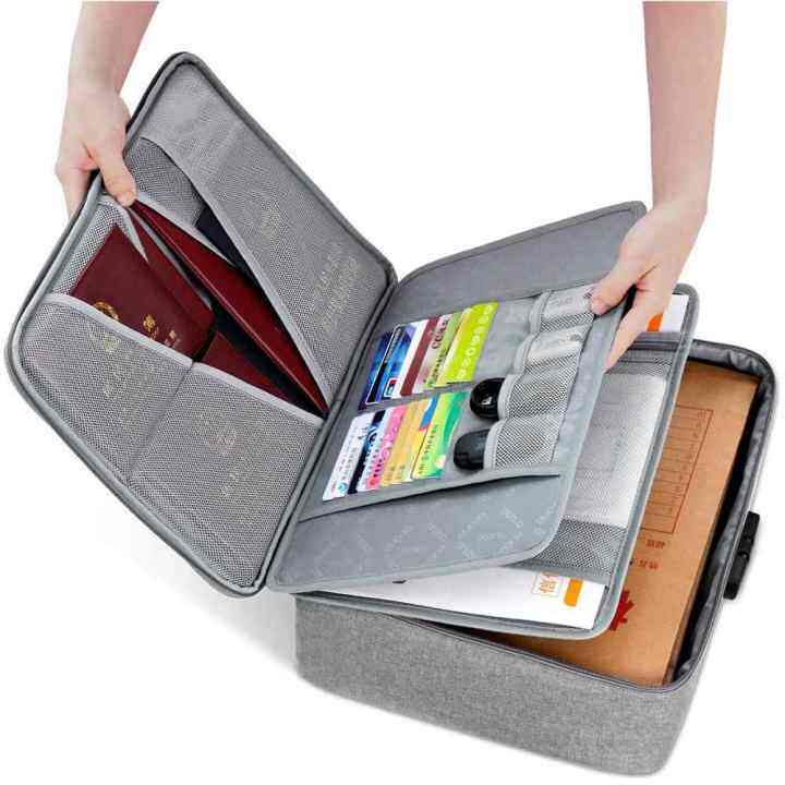 WATERPROOF 3-LAYER DOCUMENT STORAGE BAG WITH PASSWORD LOCK, A4 LETTER ...