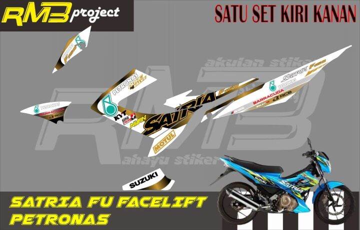 Stiker striping Suzuki satria fu Facelift 2014-2015 Petronas (putih ...