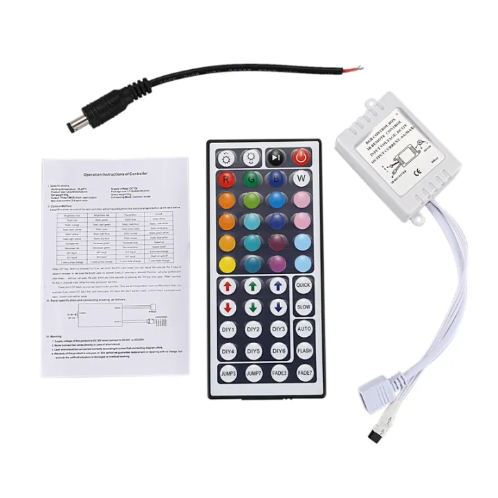 44 keys Wireless IR Remote control with receiver for 5050 3528 RGB SMD LED strip light | Lazada ...