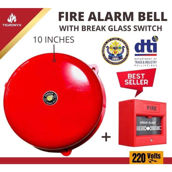 Fire Alarm Bell 10” With Break Glass Switch | Lazada PH